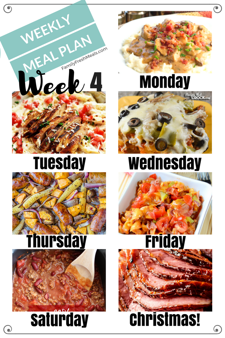 Easy Weekly Meal Plan Week 4 Family Fresh Meals