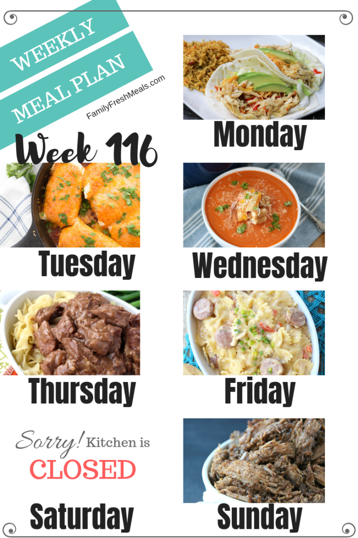 Easy Weekly Meal Plan Week 116 - Family Fresh Meals
