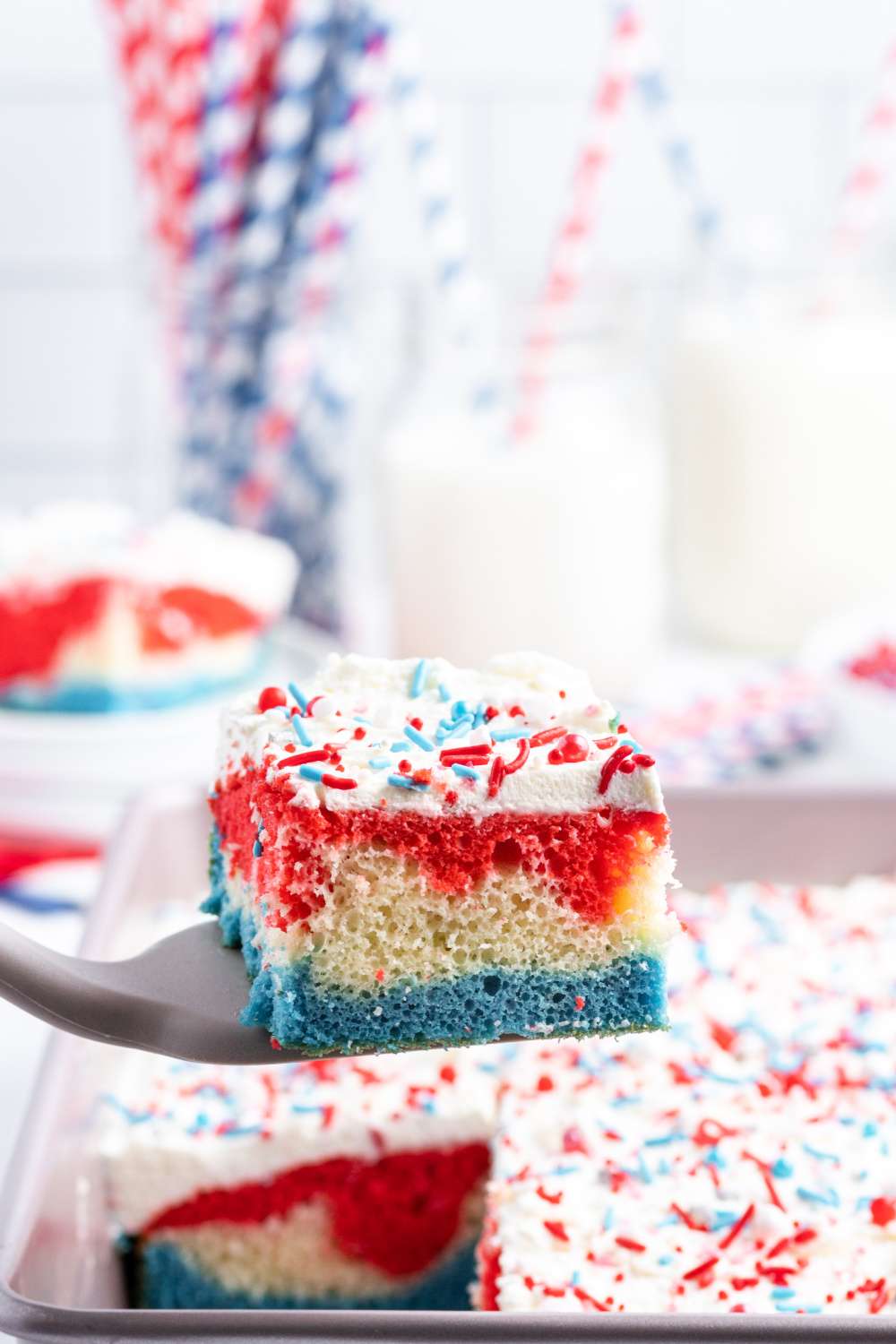 Red White and Blue Layered Cake - Family Fresh Meals