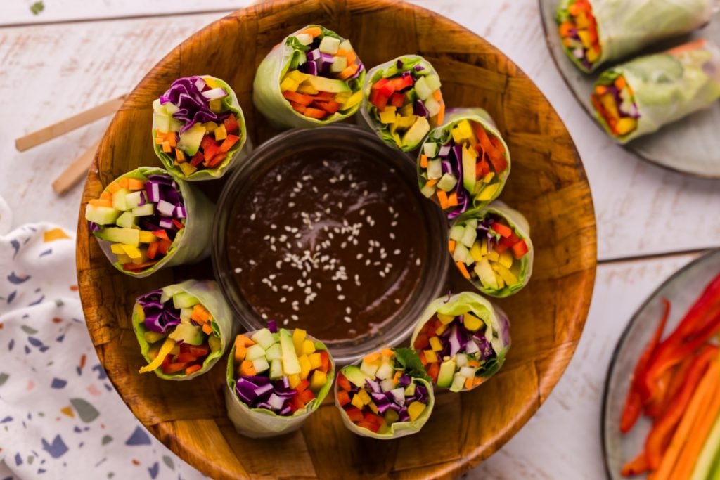 Vegetable Spring Rolls with Peanut Sauce - Family Fresh Meals